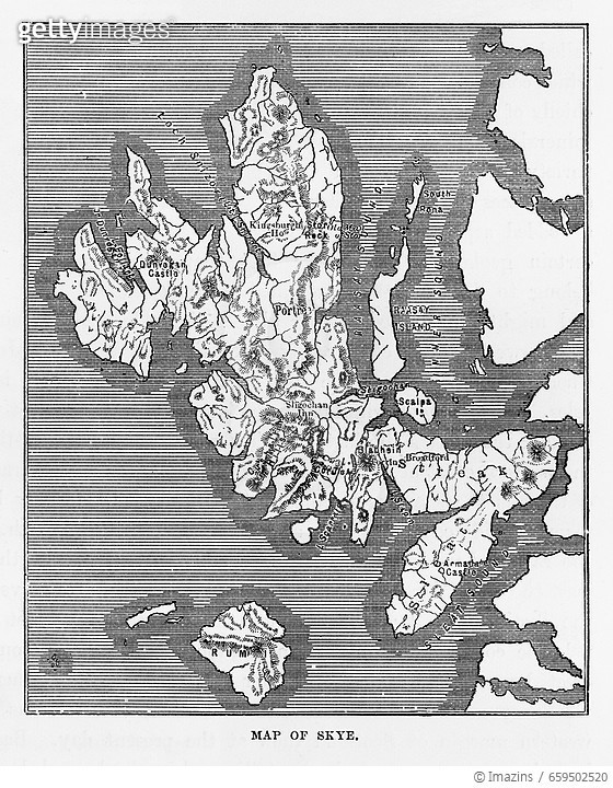 659502520 | 게티이미지코리아 | Map of the Isle of Skye, Scotland Victorian ...