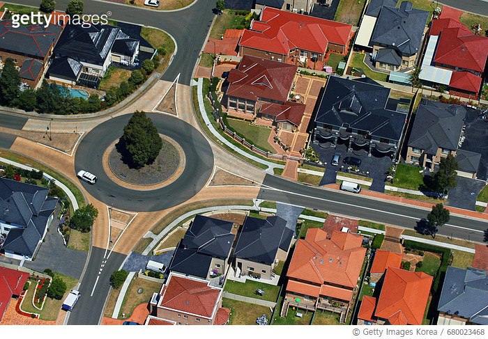680023468 | 게티이미지코리아 | Roundabout, West Hoxton, Western Sydney, Aerial ...