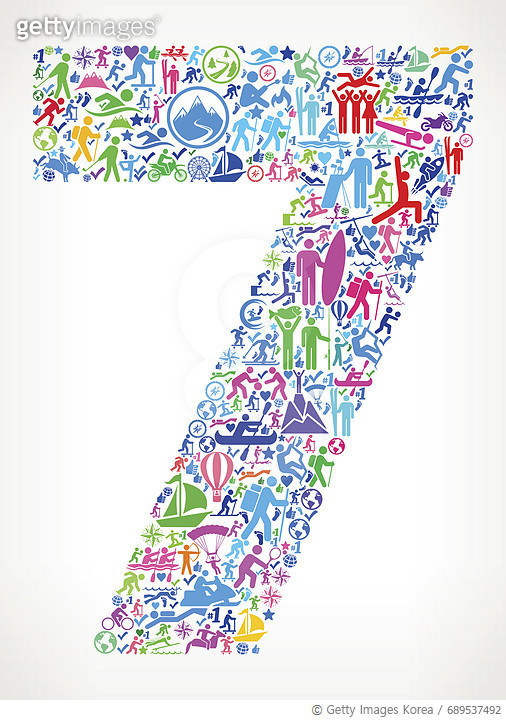 689537492 | 게티이미지코리아 | Number 7 Fun Adventure Travel Vector Icons ...