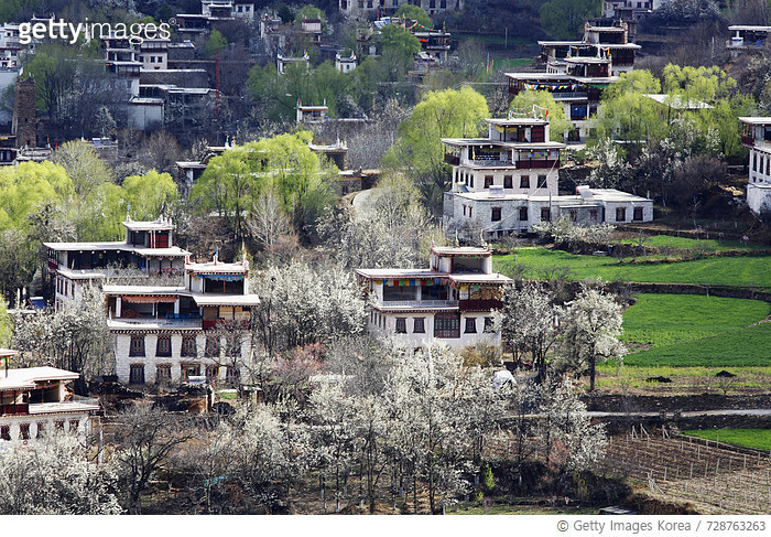 728763263 | 게티이미지코리아 | Jiarong Tibetan village houses of Danba County ...