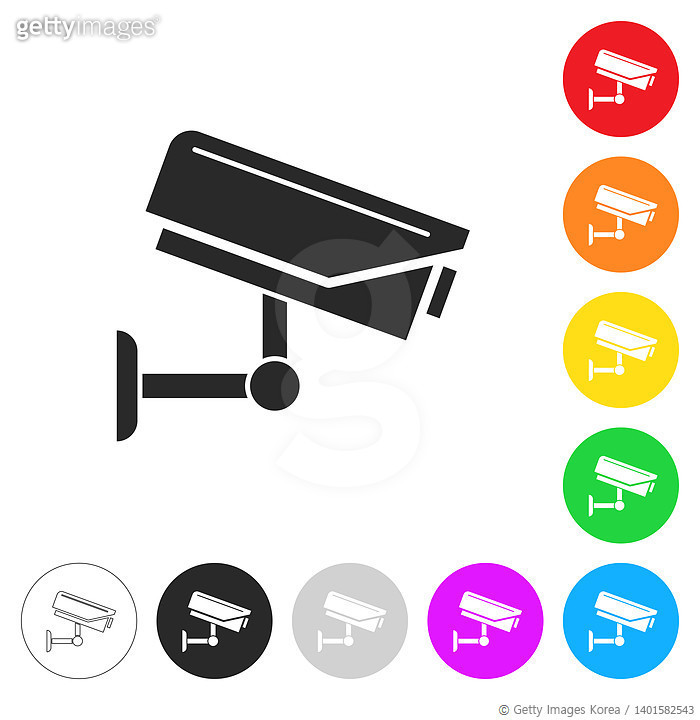1401582543 | 게티이미지코리아 | CCTV - Security camera. Icon on colorful ...